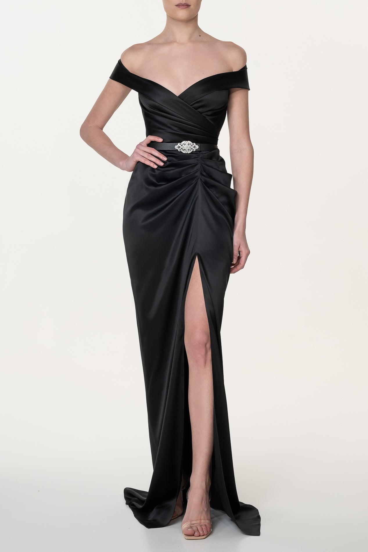 Athena Silk Long Dress In Black – Rhea Costa