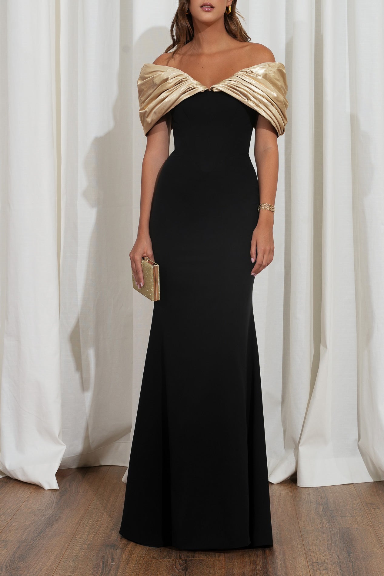 Ivonna Crepe And Metallic Taffeta Dress – Rhea Costa