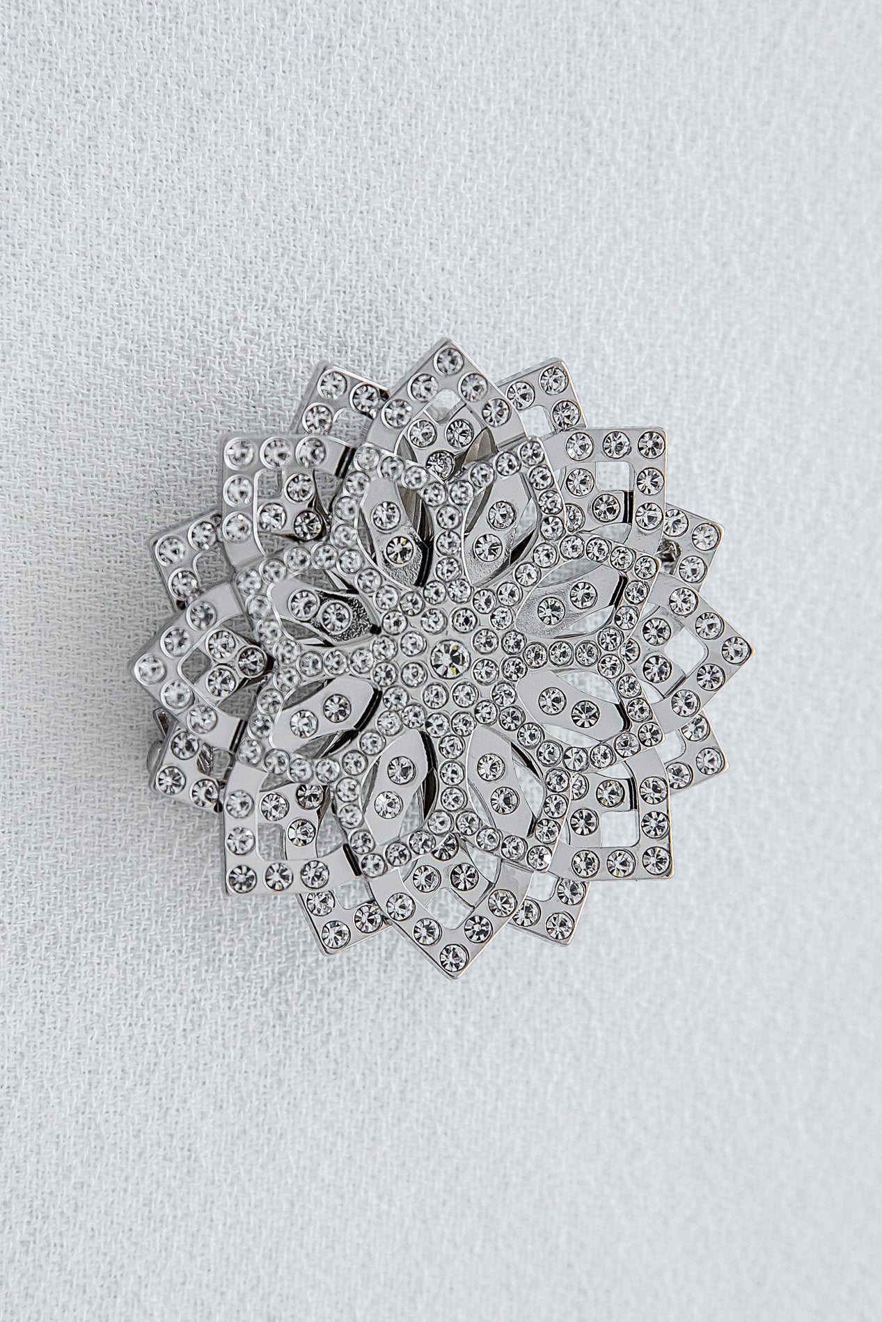 Lotus Brooch - Silver With Crystals – Rhea Costa