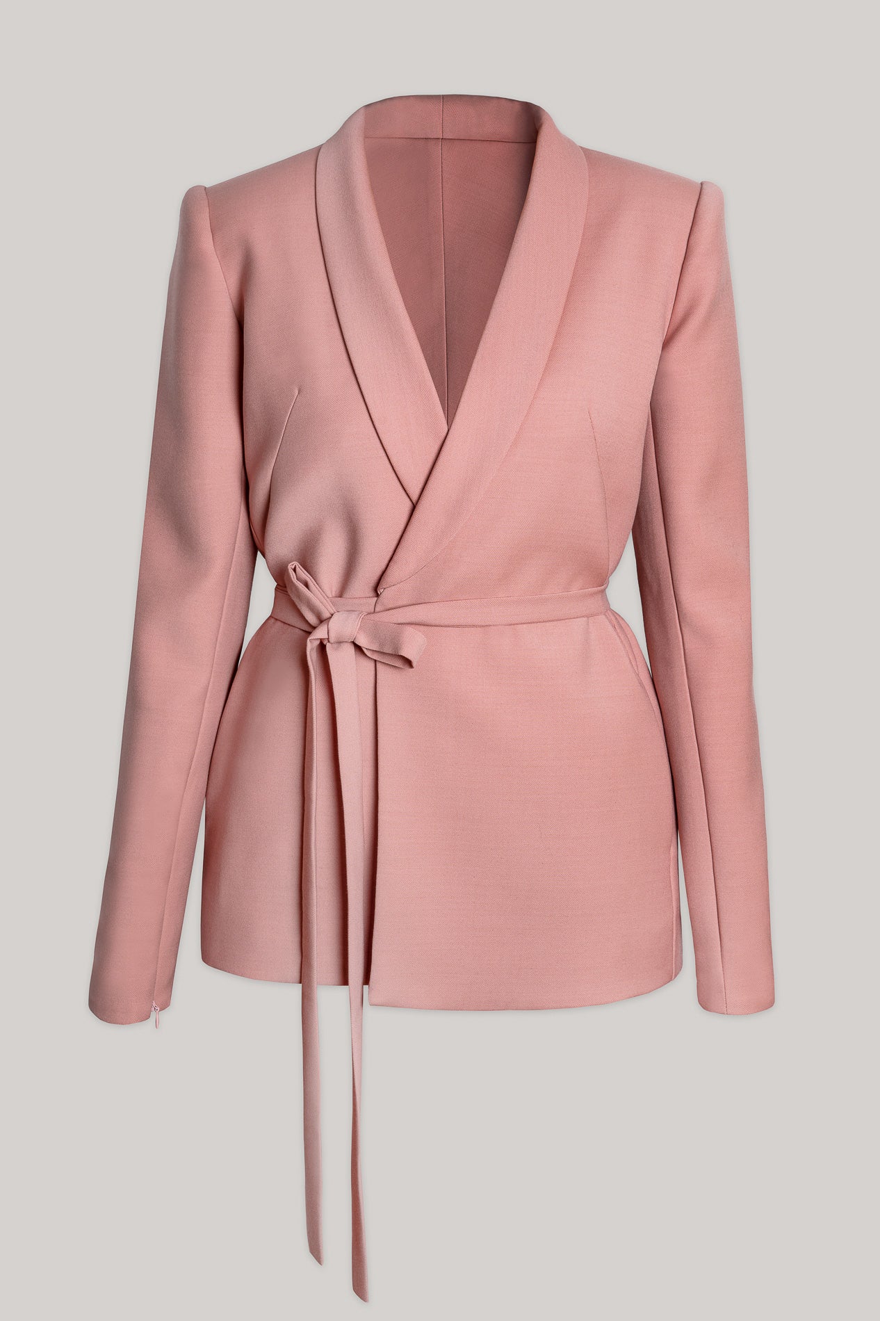 Virgin Wool Wrapped Blazer In Powder – Rhea Costa